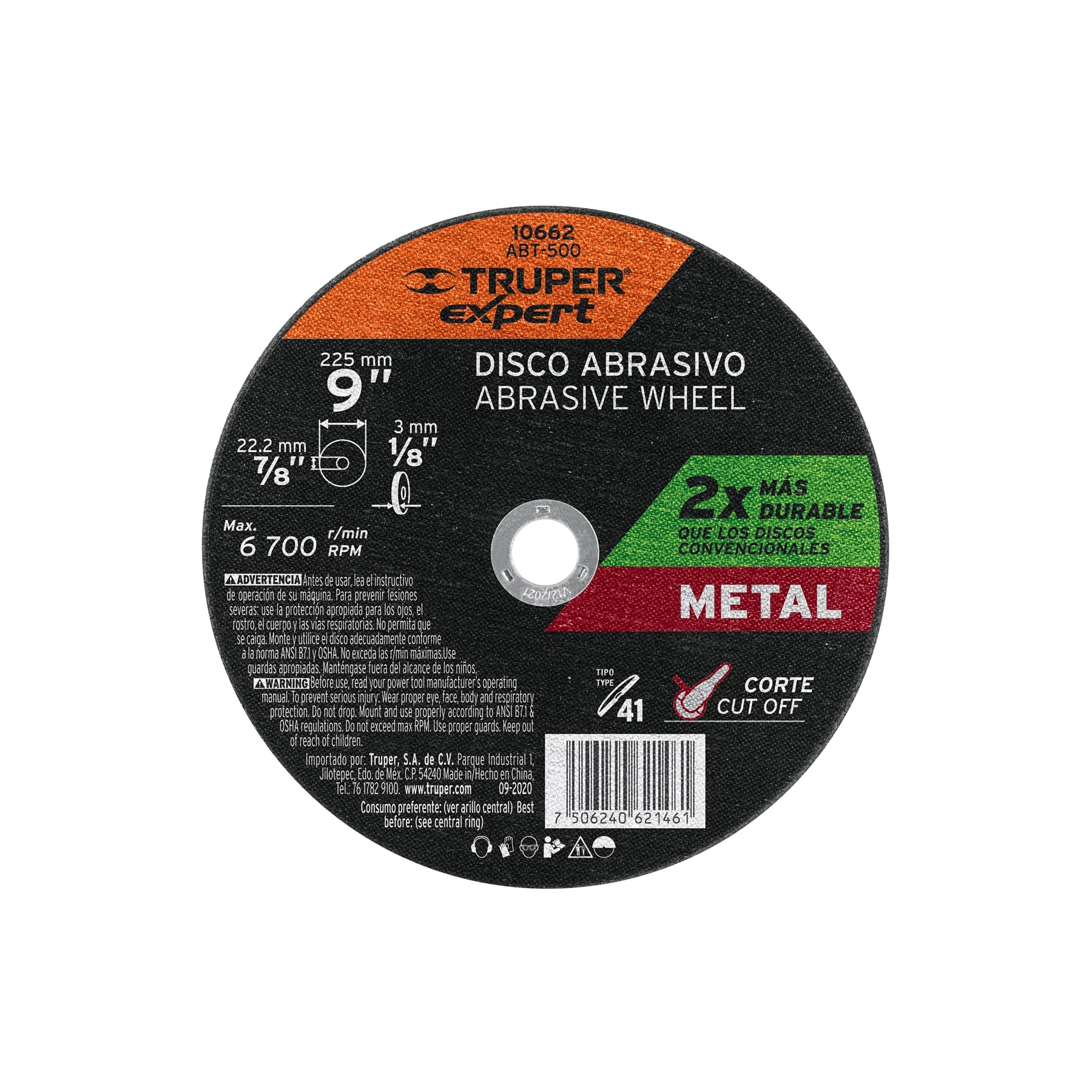 ABT-500 Disco para corte de metal, tipo 41, diámetro 9" Expert | Exper